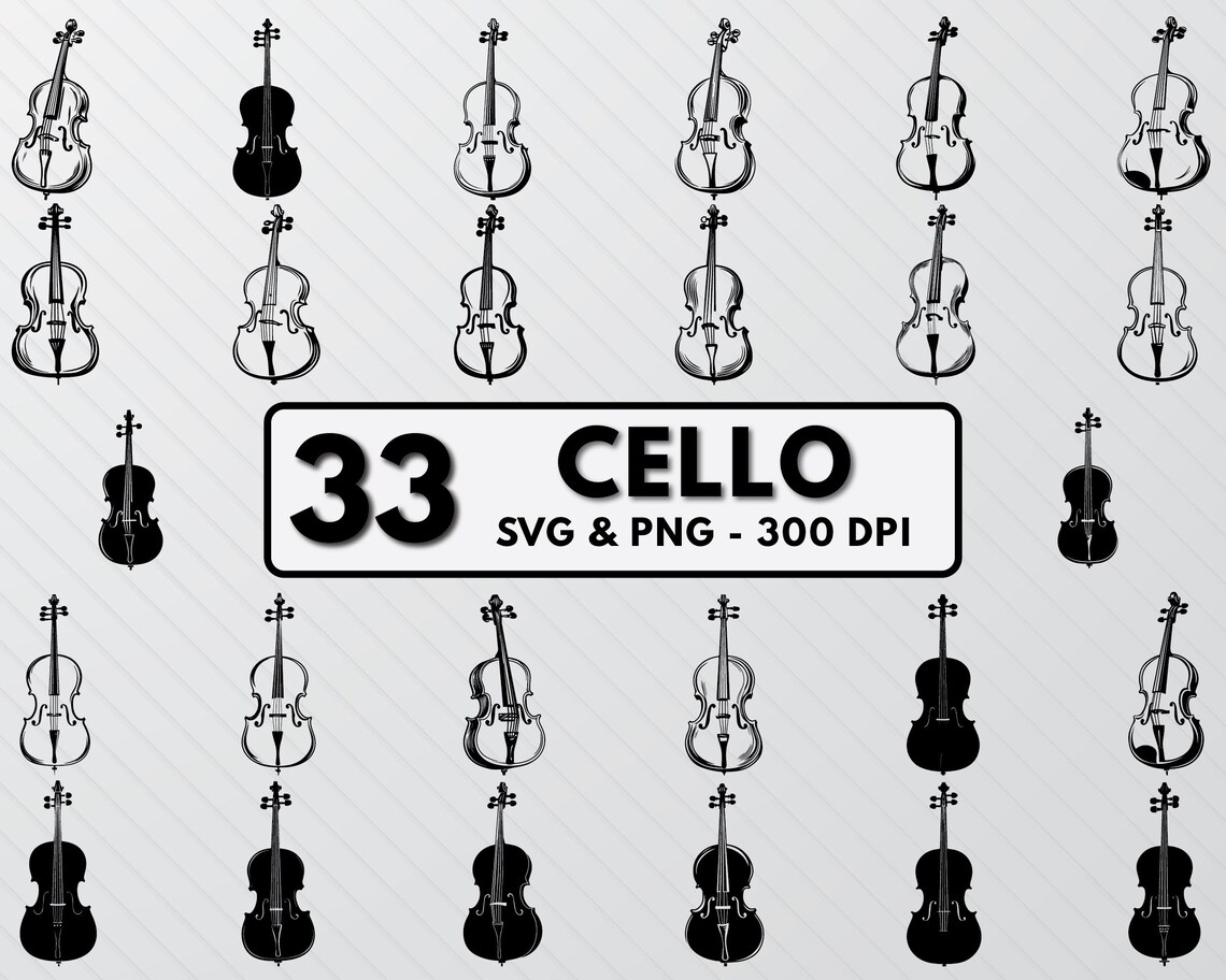 Cello SVG Bundle: Silhouette Cut File, Vector Art Clipart (PNG) - Etsy