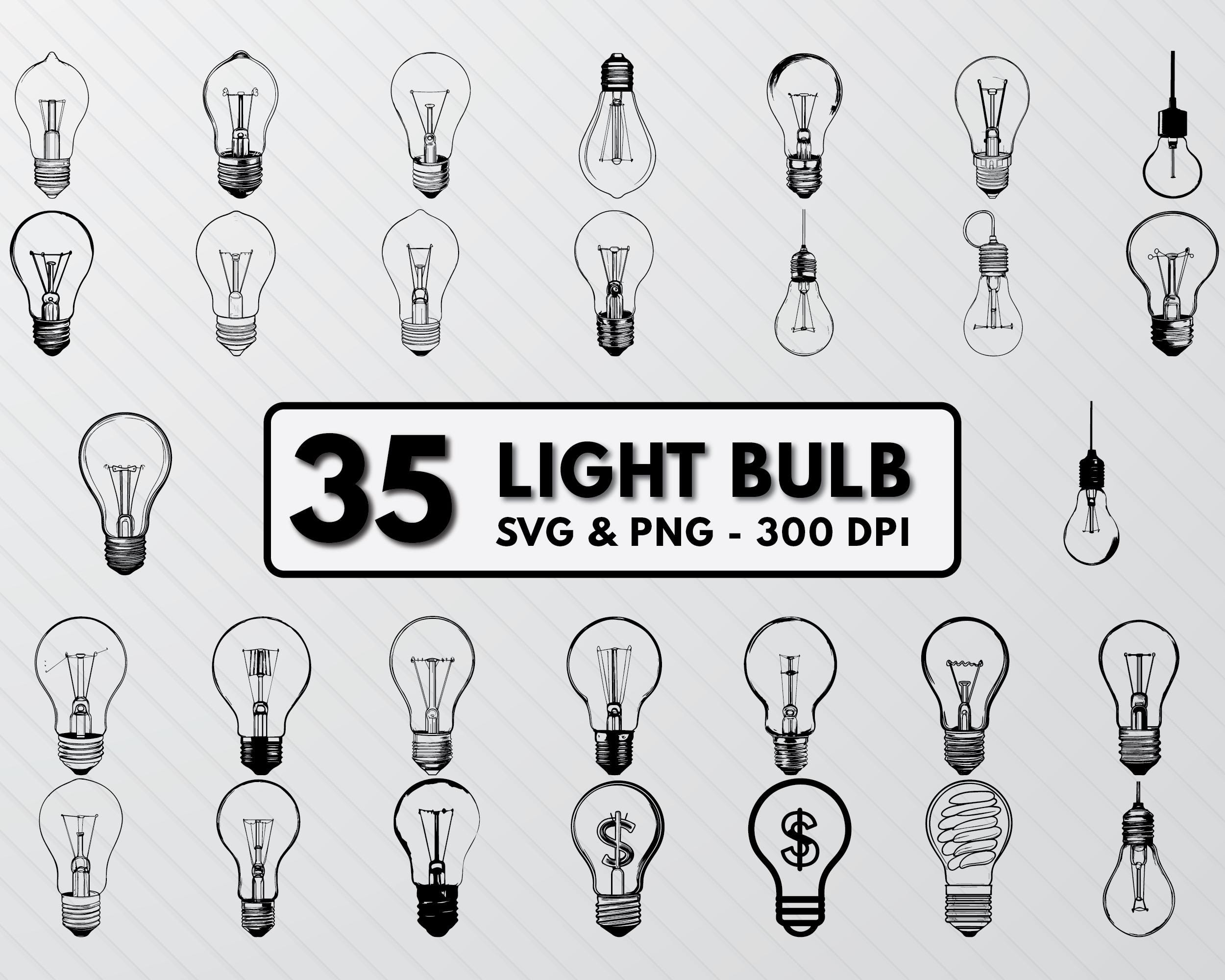 Light Bulb Svg Bundle, Light Bulb Silhouette Art Png, Incandescent Svg ...