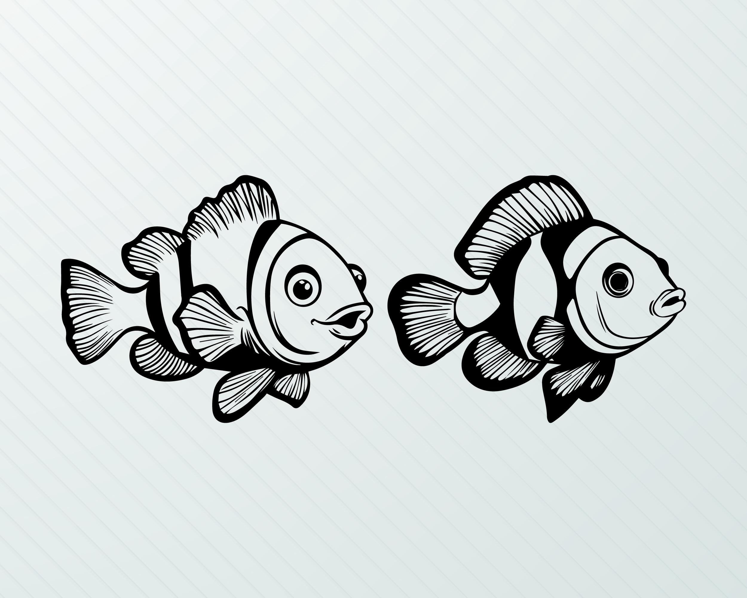 Clownfish SVG PNG Bundle: Silhouette Clipart Vector (300 DPI) - Etsy
