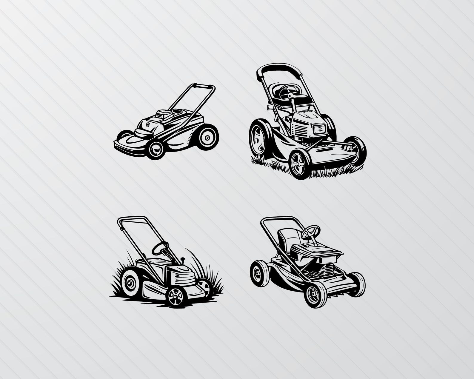 Lawn Mower Silhouette SVG Bundle: Clipart, Decal, Outline (PNG) - Etsy