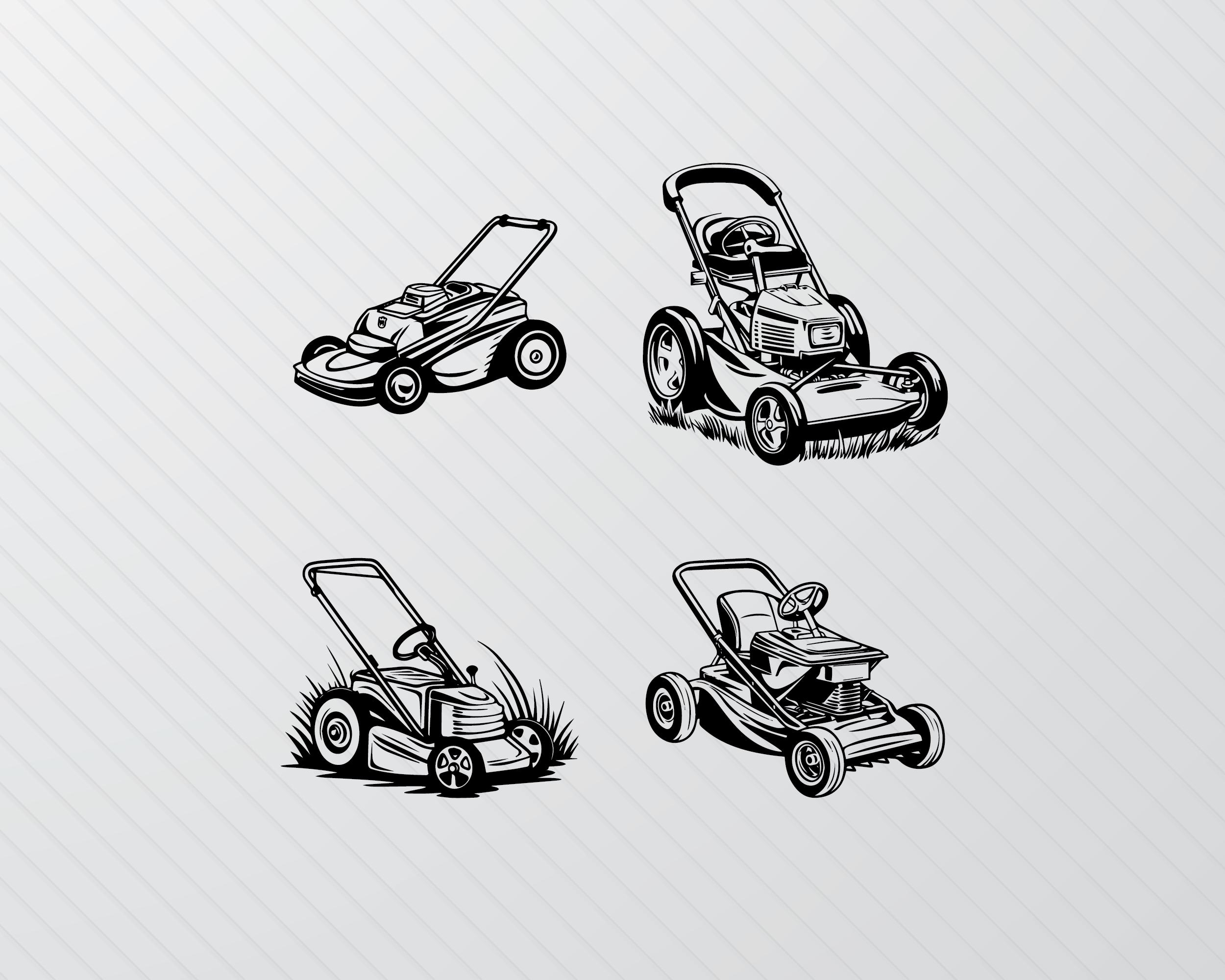 Lawn Mower Silhouette SVG Bundle: Clipart, Decal, Outline (PNG) - Etsy