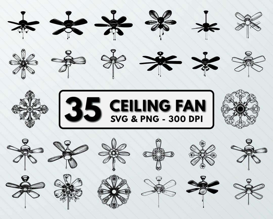 Ceiling Fan Svg Png, Ceiling Fan Clipart, Ceiling Fan Silhouette ...