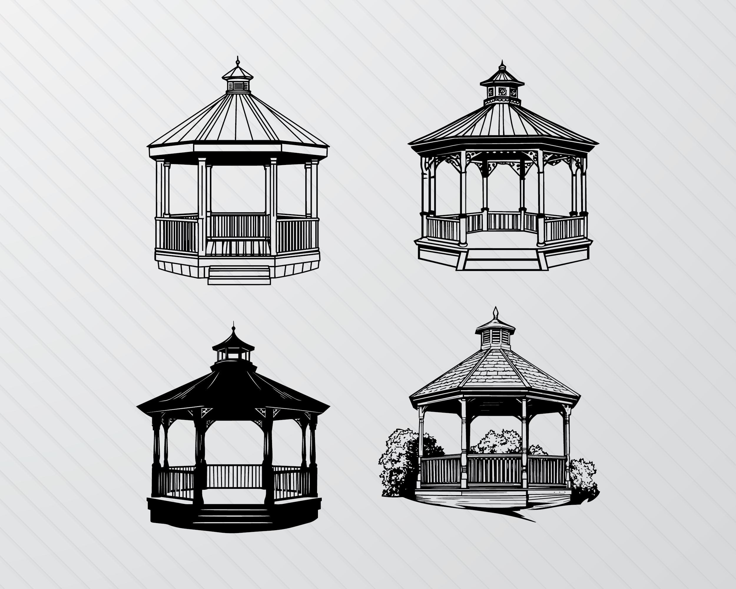 Gazebo Svg Bundle, Gazebo Silhouette Vector, Gazebo Png Clipart, Gazebo ...