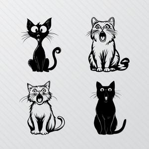Scared Cat Silhouette Svg Bundle, Scared Cat Vector Art, Kitten Svg ...