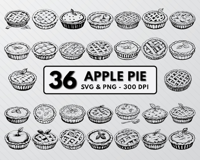 Apple Pie Silhouette: SVG, PNG Clipart Cut Files - Etsy