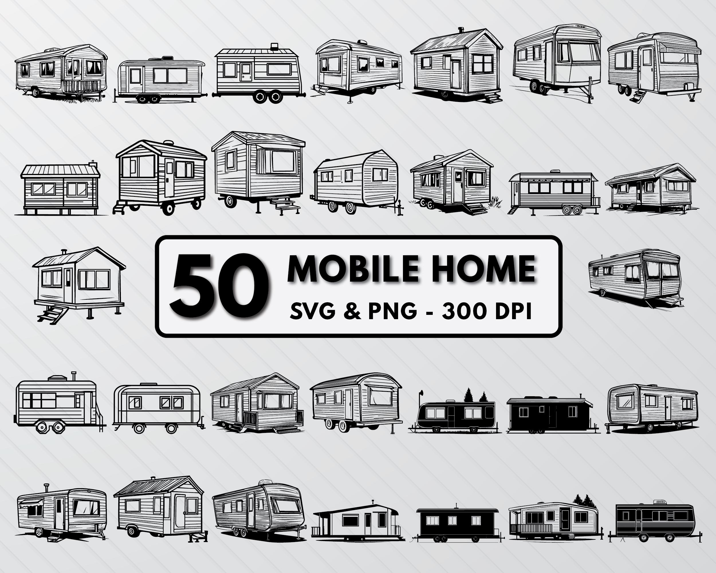 Mobile Home Silhouette, Mobile Home Svg Bundle Set, Motorhome Clipart ...