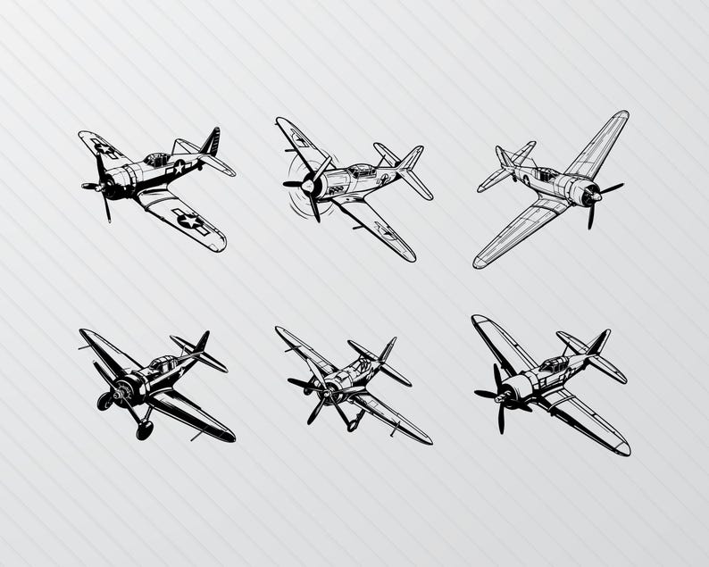 War Airplane SVG Bundle: Airplane Clipart, Vector, Decal (PNG, Cut ...