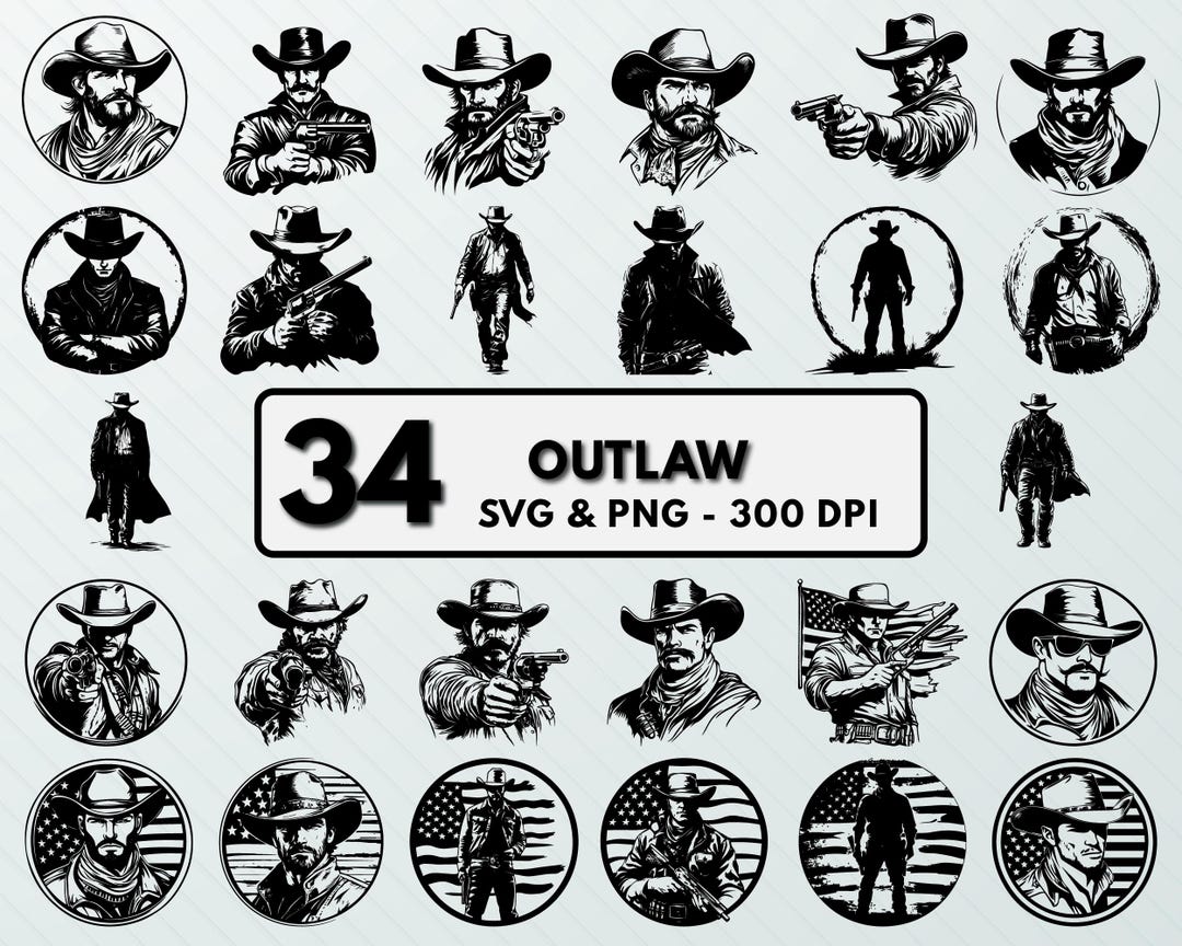 Outlaw Svg Png, Outlaw Clipart, Outlaw Silhouette Decal, Outlaw Vector ...