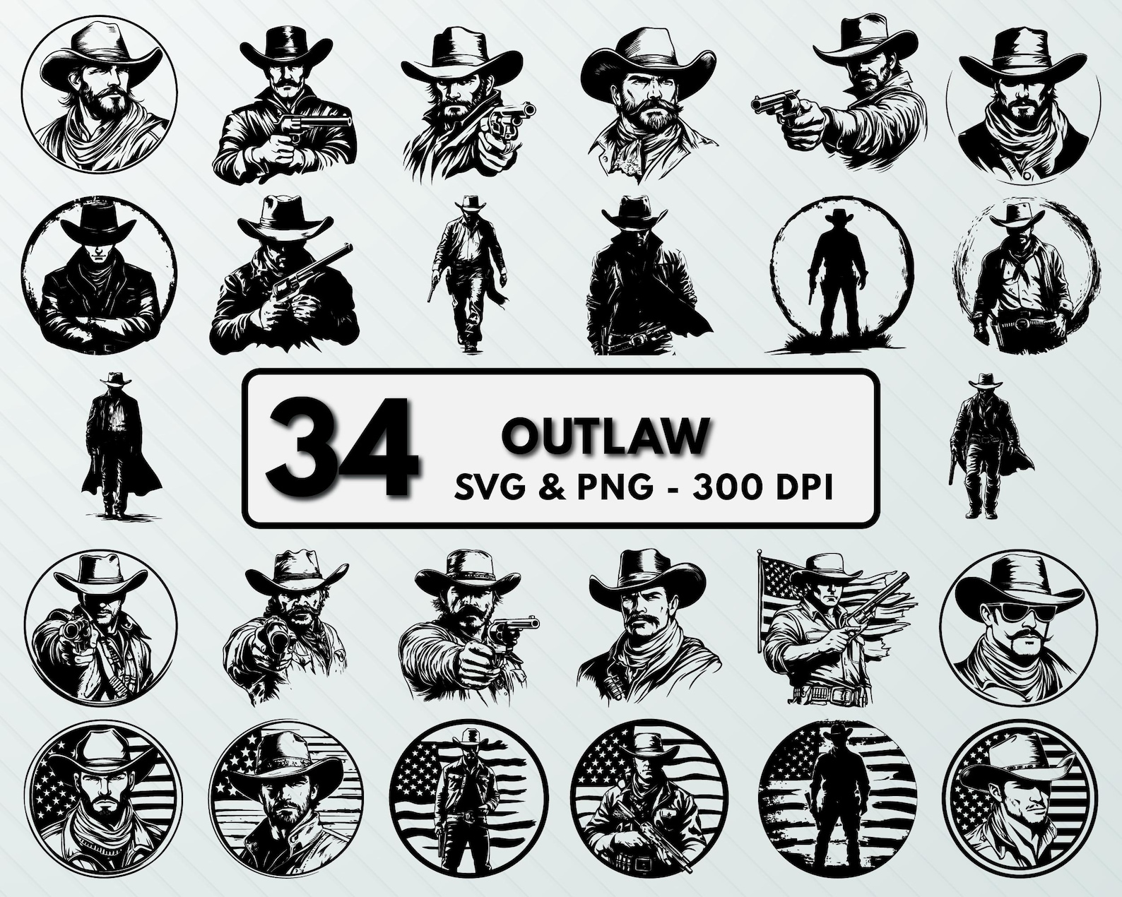 Outlaw Svg Png, Outlaw Clipart, Outlaw Silhouette Decal, Outlaw Vector ...