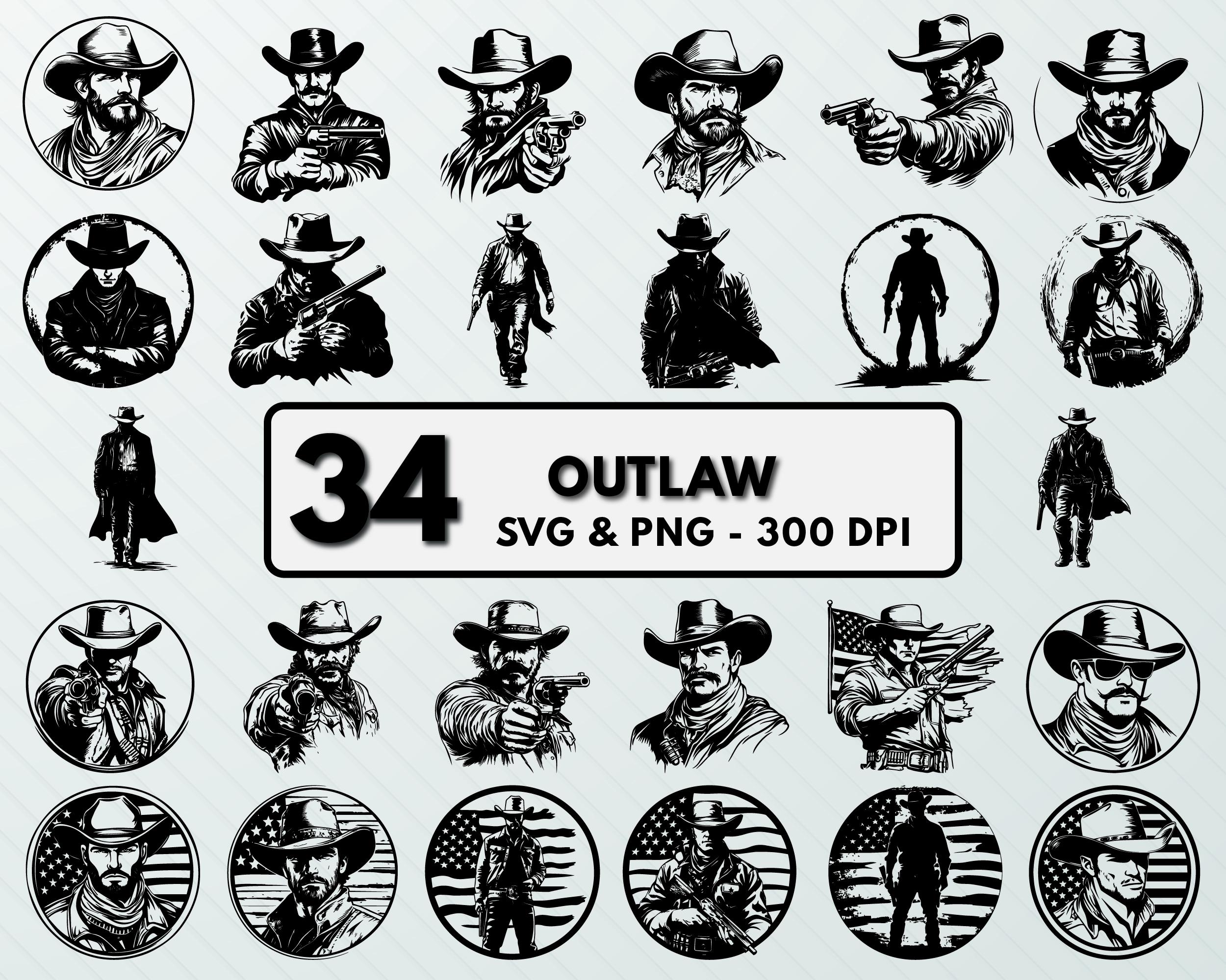 Outlaw Svg Png, Outlaw Clipart, Outlaw Silhouette Decal, Outlaw Vector ...