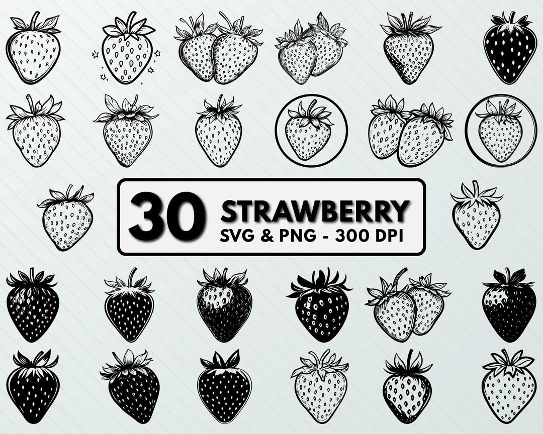 Strawberry SVG PNG Clipart: Vector Art, Silhouette, Decal - Etsy