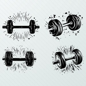 Dumbbell SVG PNG Clipart: Line Art, Silhouette Vector (300 DPI) - Etsy
