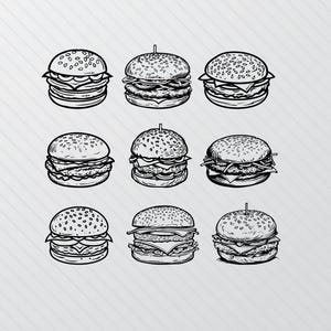 Burger Silhouette SVG Bundle: Clipart, Decal, Vector (PNG, SVG) - Etsy