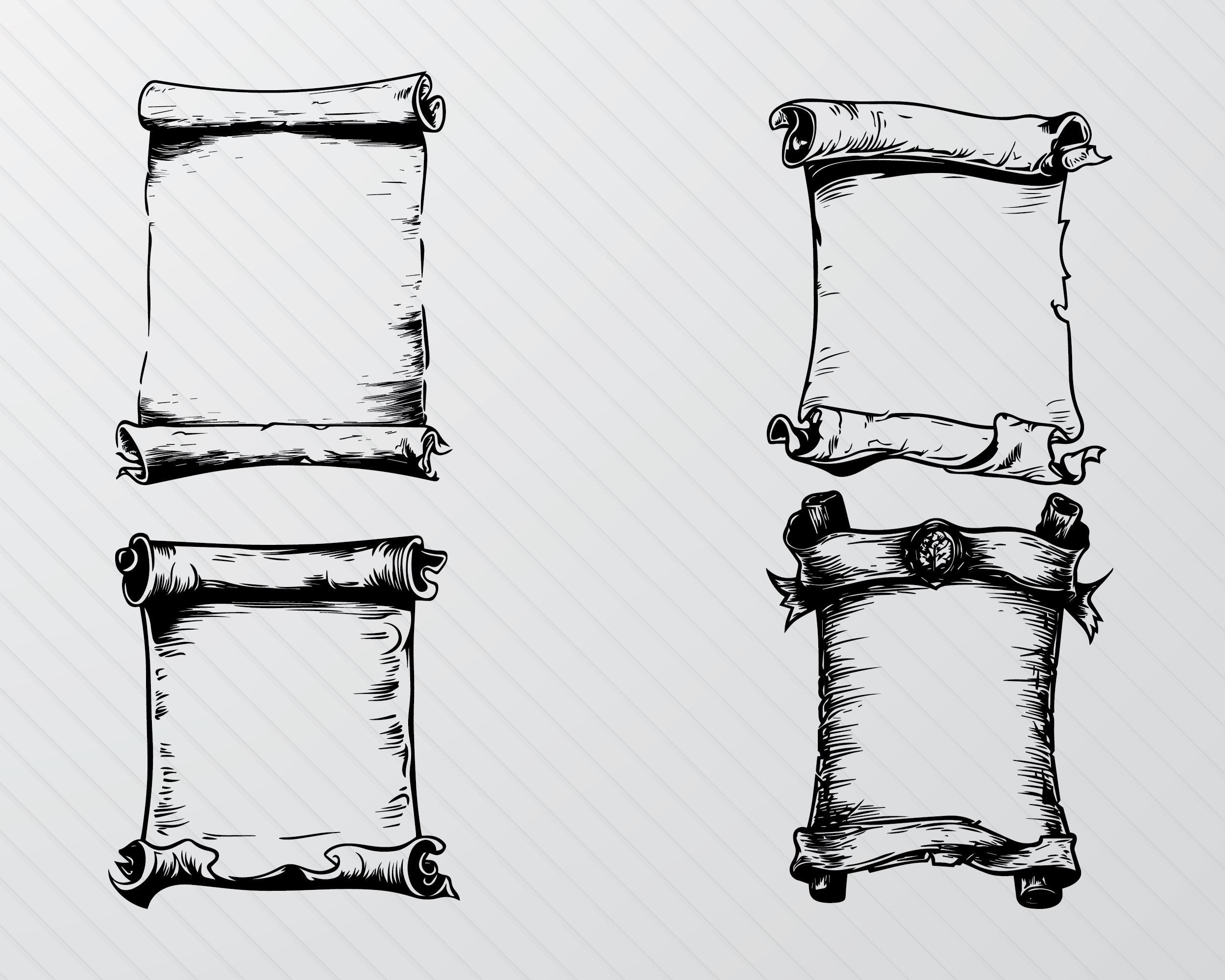 Parchment Svg Bundle Graphic, Parchment Silhouette Art Png, Papyrus Svg ...