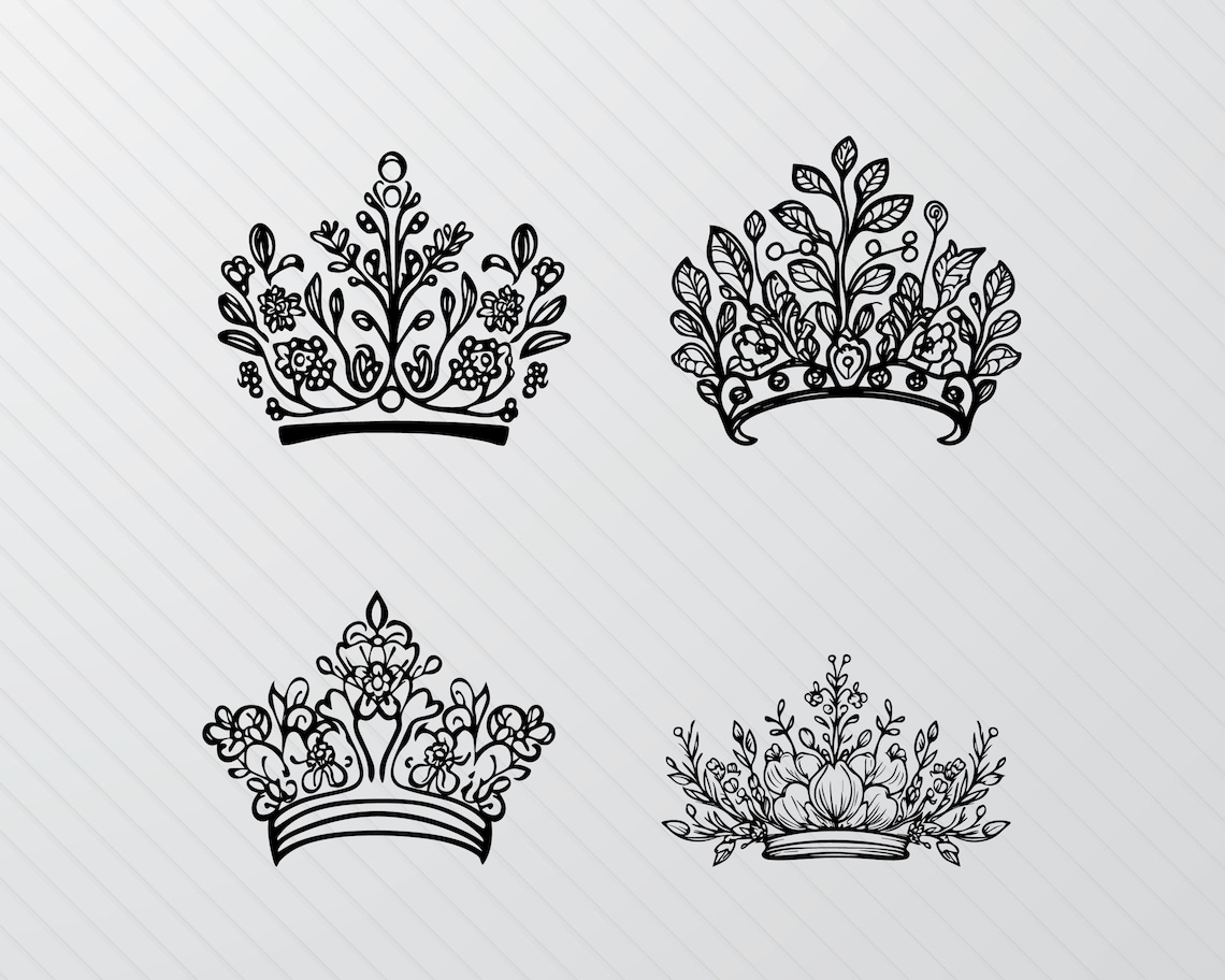 Floral Crown Silhouette Svg, Flower Crown Svg Bundle, Cut File for ...