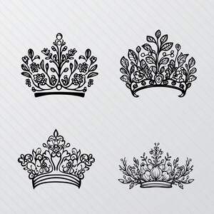 Floral Crown Silhouette Svg, Flower Crown Svg Bundle, Cut File for ...