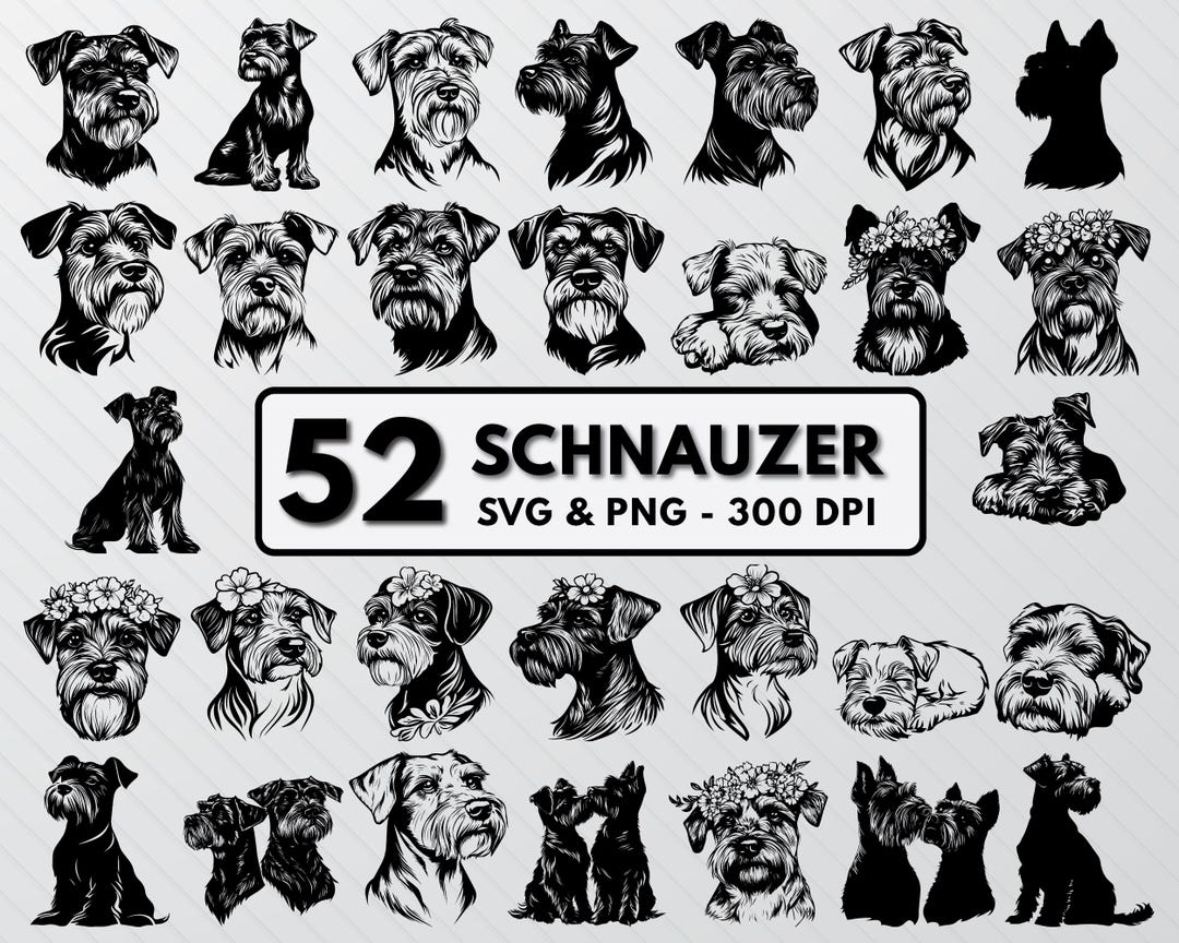 Schnauzer Dog Silhouette Svg, Schnauzer Dogs Svg Bundle Cut Files ...