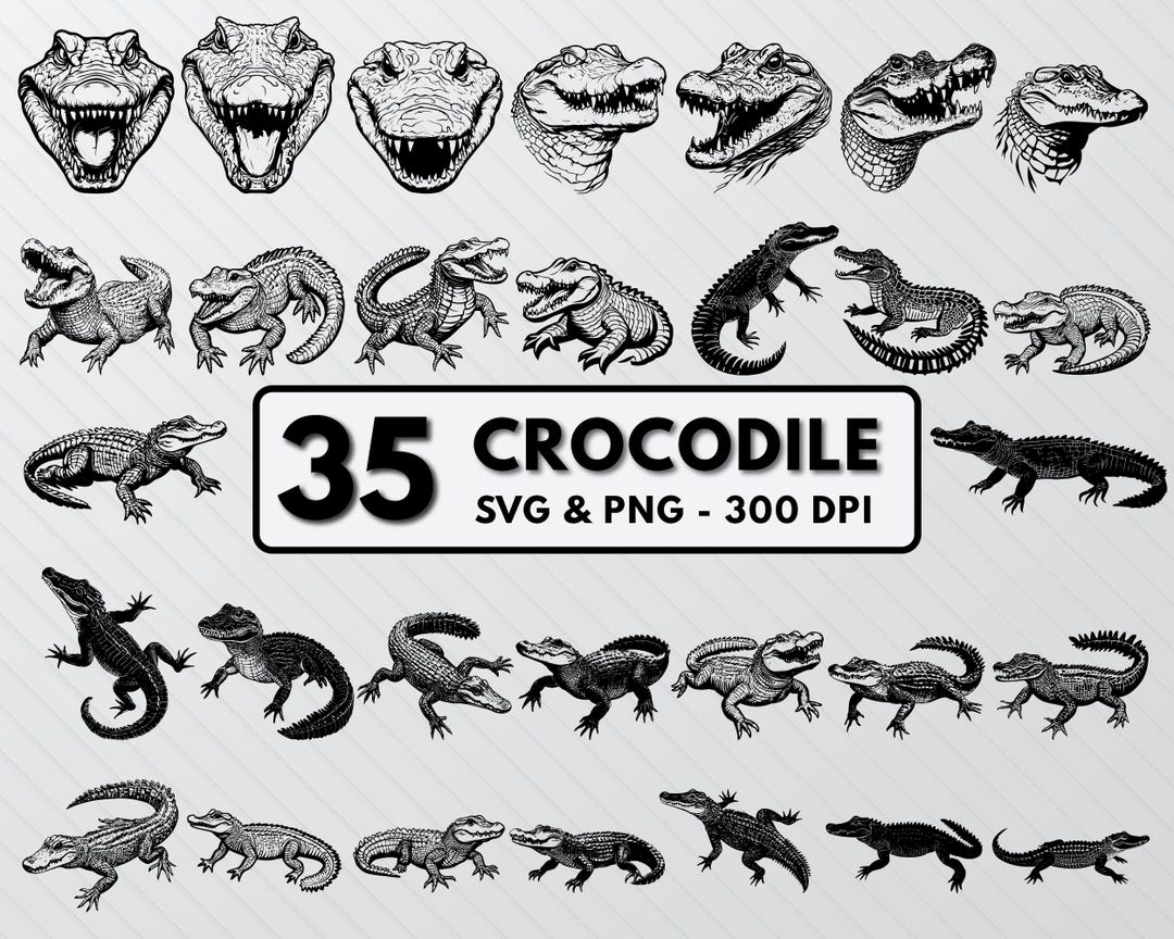 Crocodile Svg Bundle, Crocodile Silhouette Art, Crocodile Png Vector ...