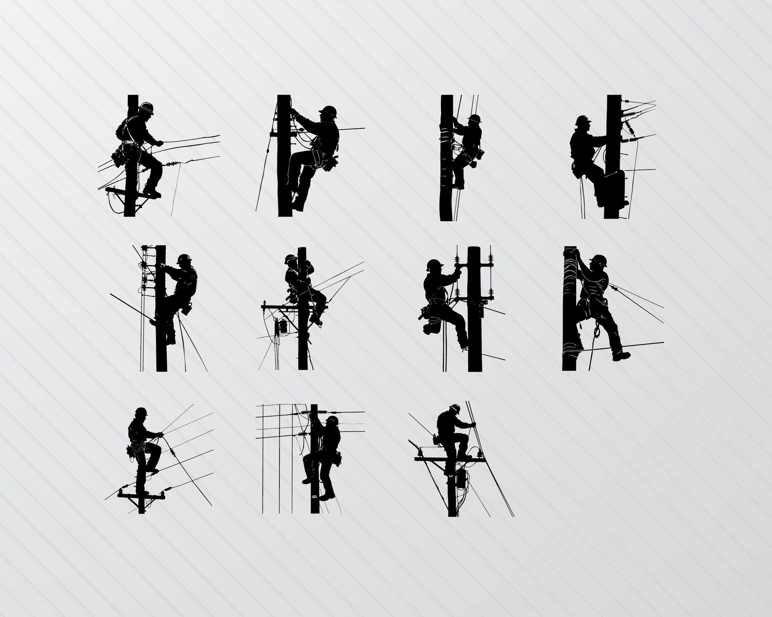 Lineman Silhouette SVG: Electrician Outlines, Decals (PNG, Vector) - Etsy