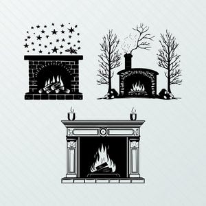 Fireplace Clipart: SVG, PNG, Vector Silhouette Cut Files - Etsy
