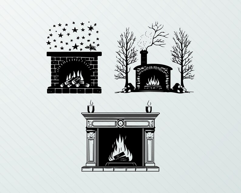 Fireplace Clipart: SVG, PNG, Vector Silhouette Cut Files - Etsy