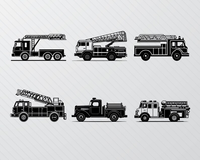 Fire Truck SVG Bundle: Fireman Clipart, Fire Engine Vector (PNG) - Etsy
