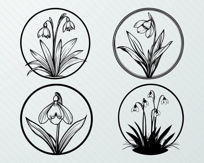 Snowdrop Flower SVG PNG: Floral Silhouette Cut File - Etsy