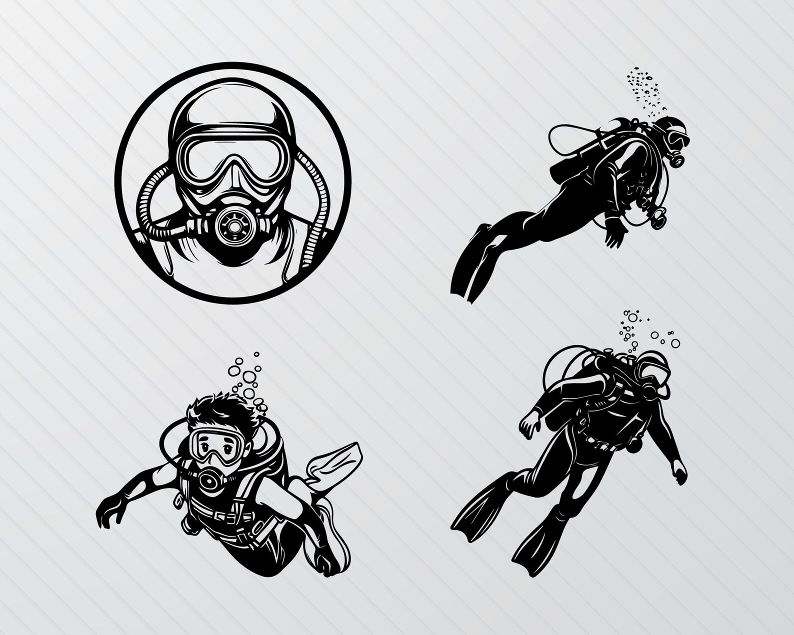 Scuba Diving Svg Bundle, Scuba Diving Silhouette Png, Under Water Scene ...