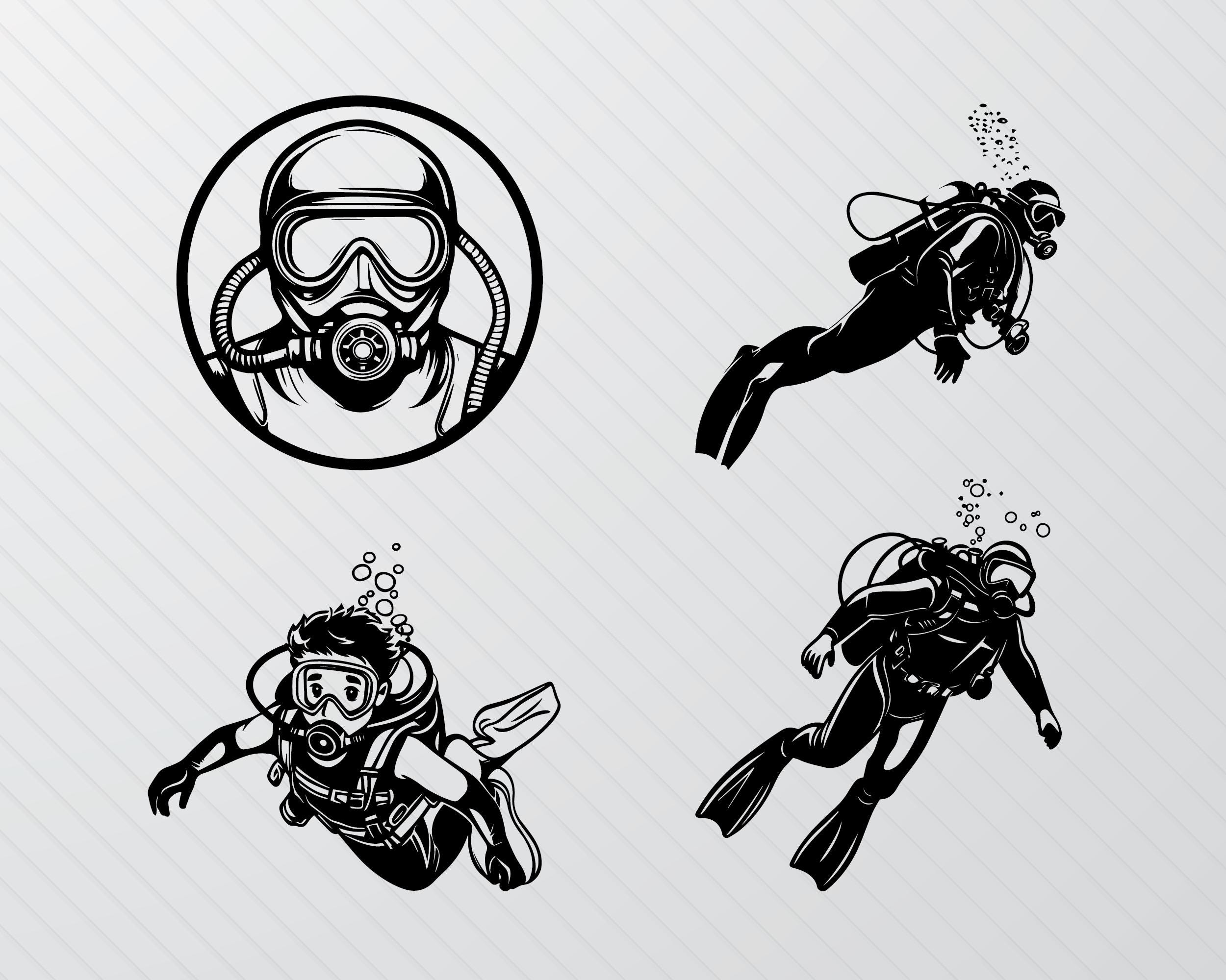 Scuba Diving Svg Bundle, Scuba Diving Silhouette Png, Under Water Scene ...