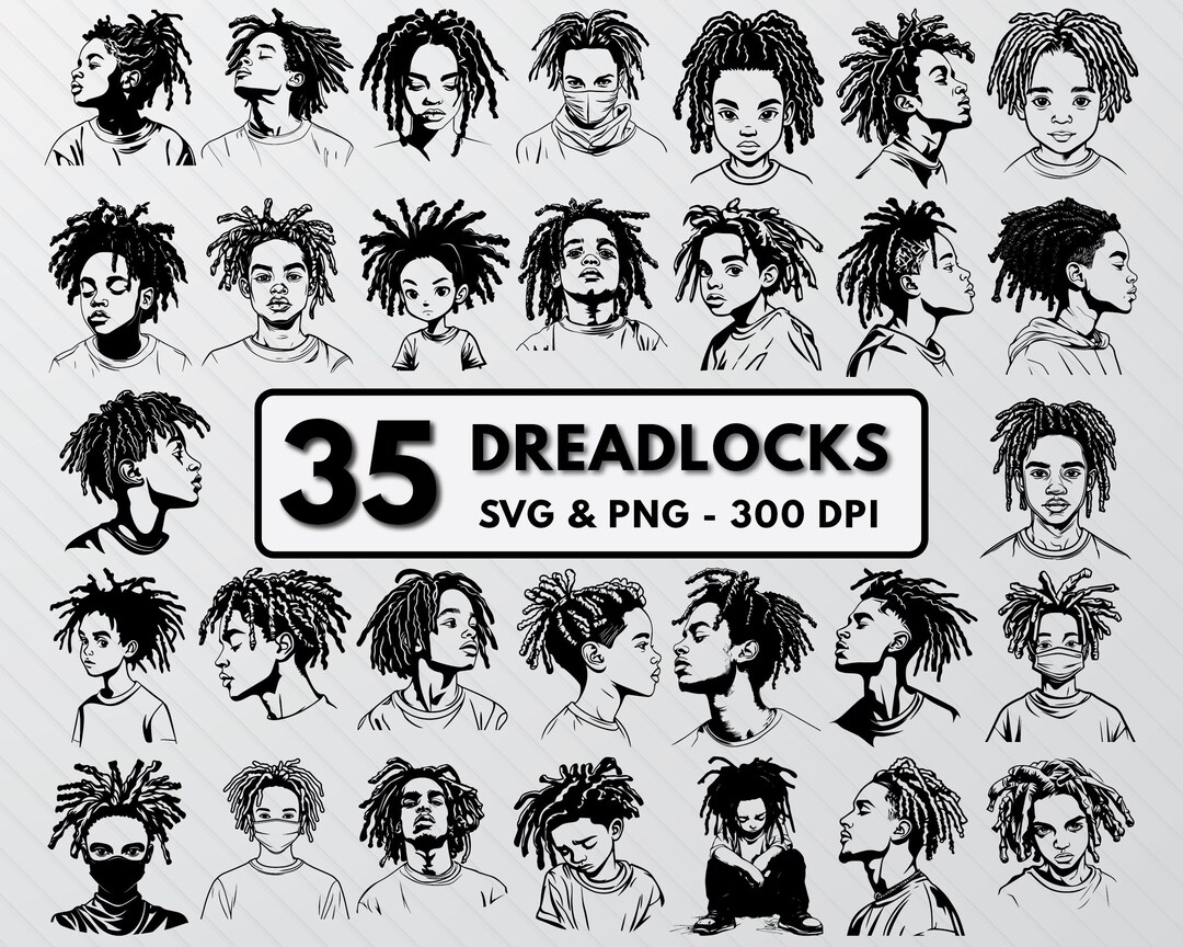 Dreadlocks SVG Bundle: Boy Silhouette Clipart (PNG, Vector) - Etsy