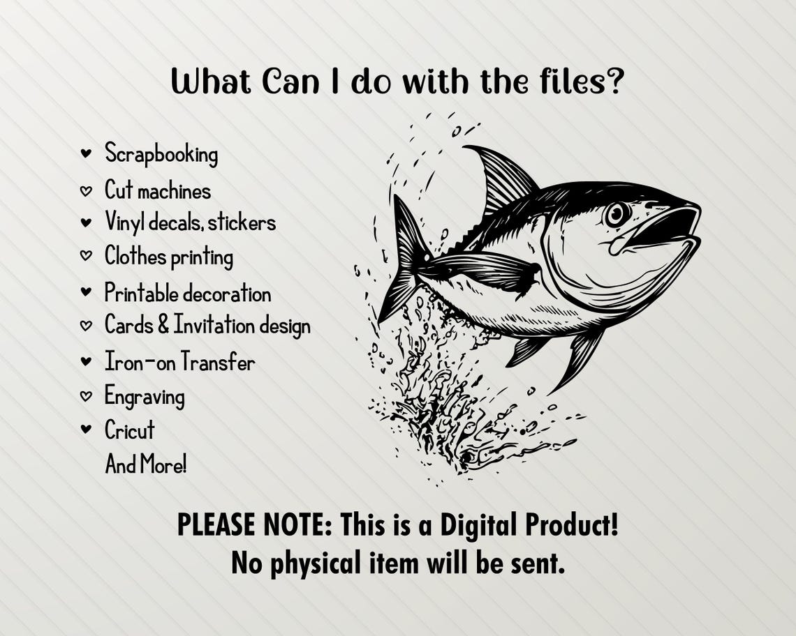 Tuna Fish Svg Bundle, Tuna Fish Silhouette Png, Fish Line Art Svg ...