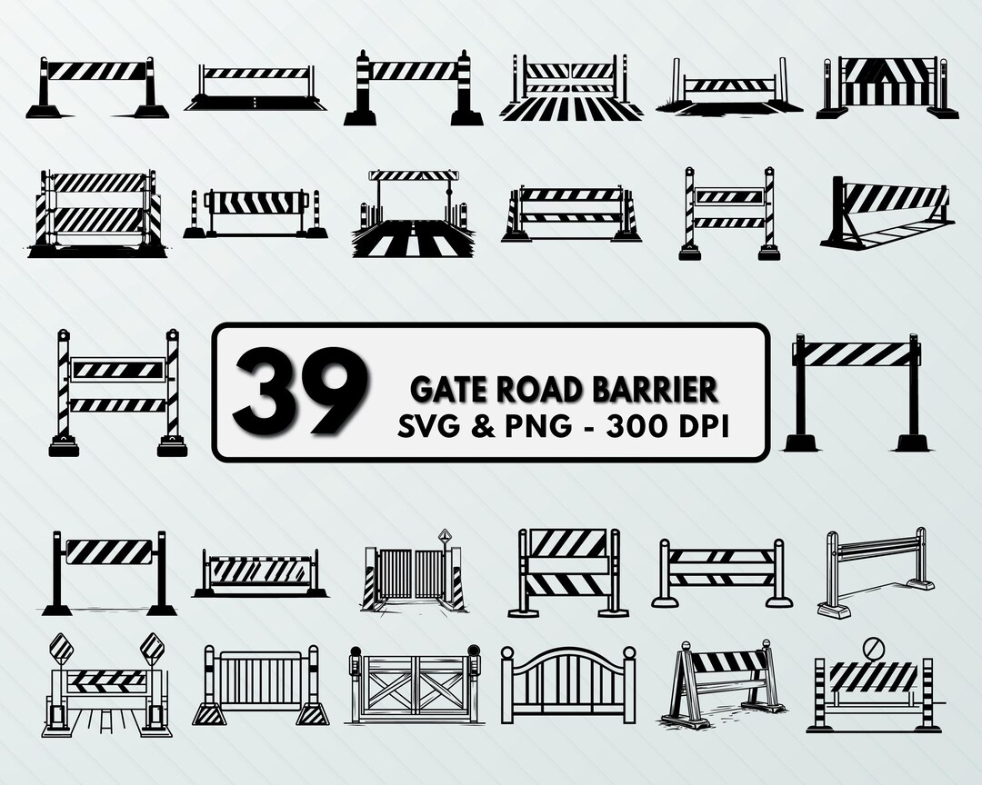 Road Barrier Clipart: Gate Designs SVG, PNG, Cut File - Etsy