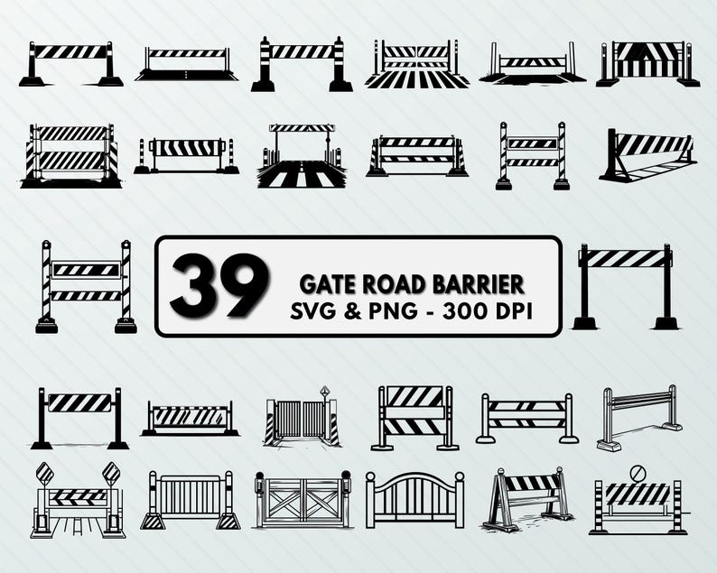 Road Barrier Clipart: Gate Designs SVG, PNG, Cut File - Etsy