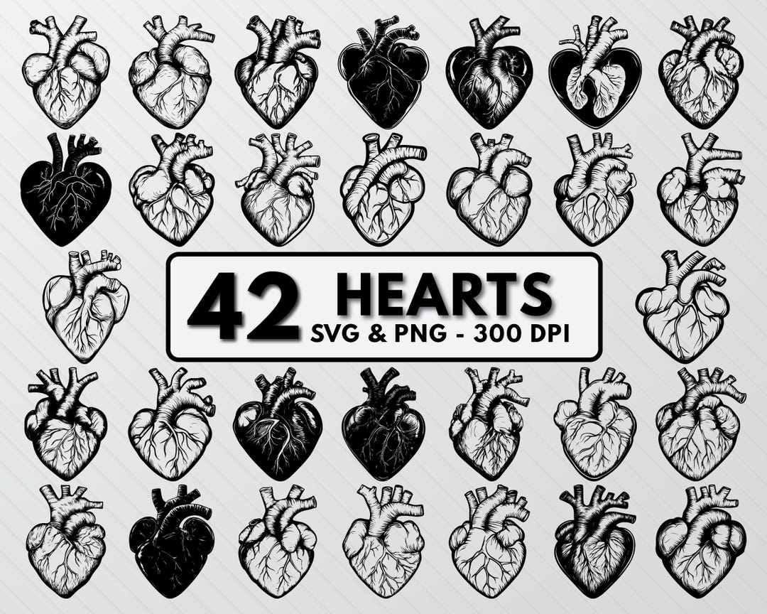 Human Heart Silhouette, Human Hearts Svg Bundle Cut File, Human Heart ...