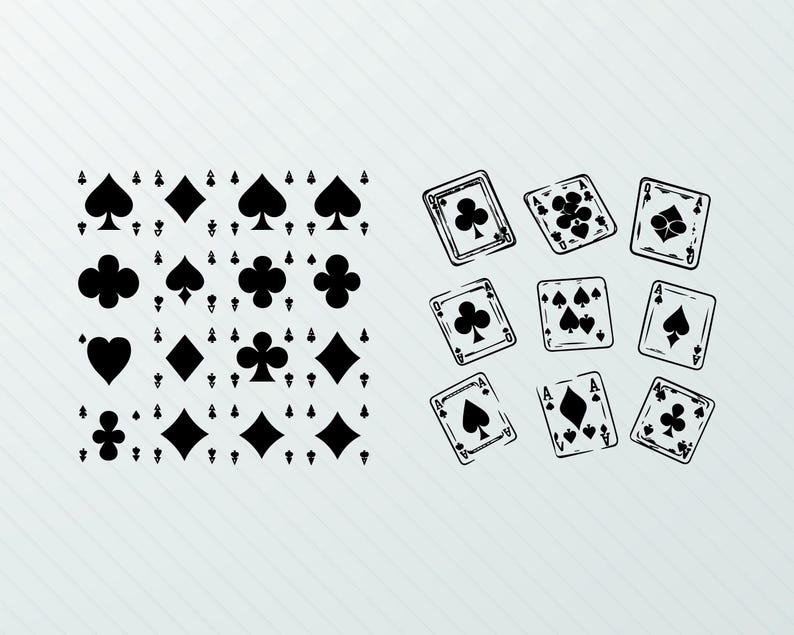 Playing Cards SVG PNG Bundle: Clipart Silhouette (300 DPI) - Etsy