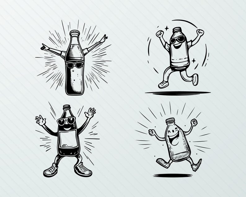 Dancing Soda Bottle Clipart: SVG, PNG, Vector, Cricut (digital Download ...