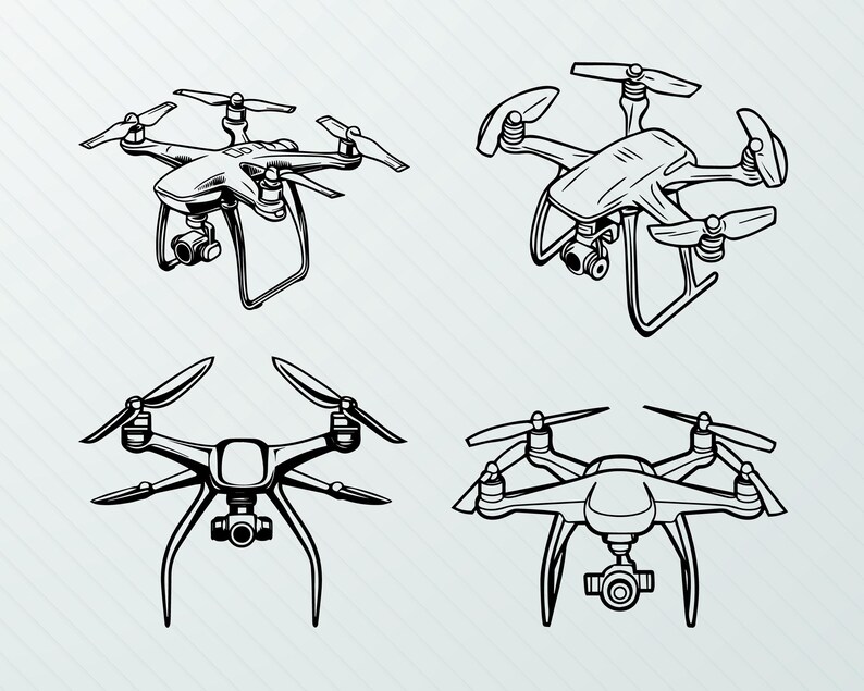 Drone Silhouette Vector Art, Clipart Designs (SVG & PNG) - Etsy