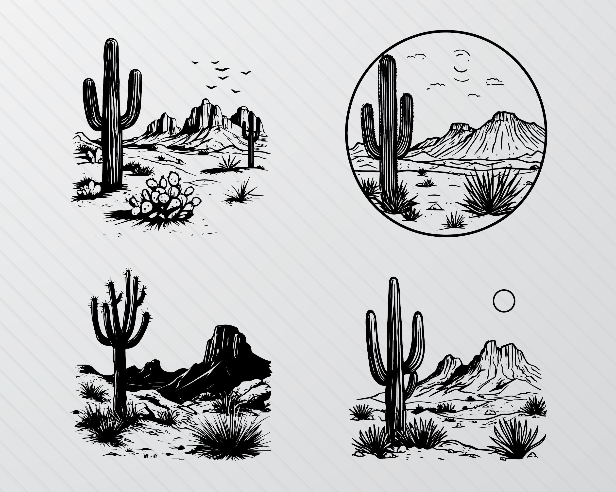 Desert Scene Svg Bundle, Desert Scene Silhouette Png, Desert Landscape ...