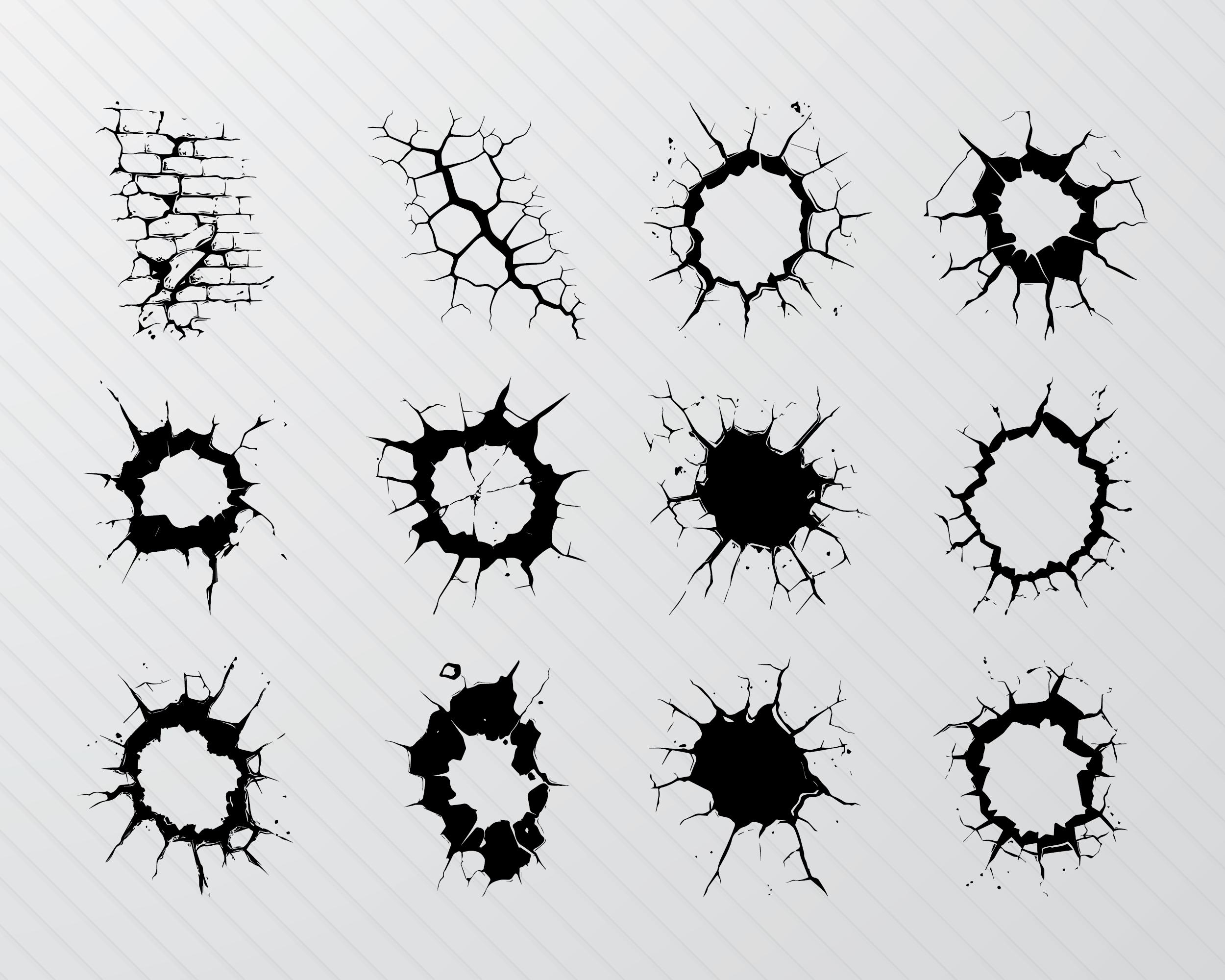 Cracked Wall Svg Bundle, Cracked Wall Silhouette, Crack in A Wall ...