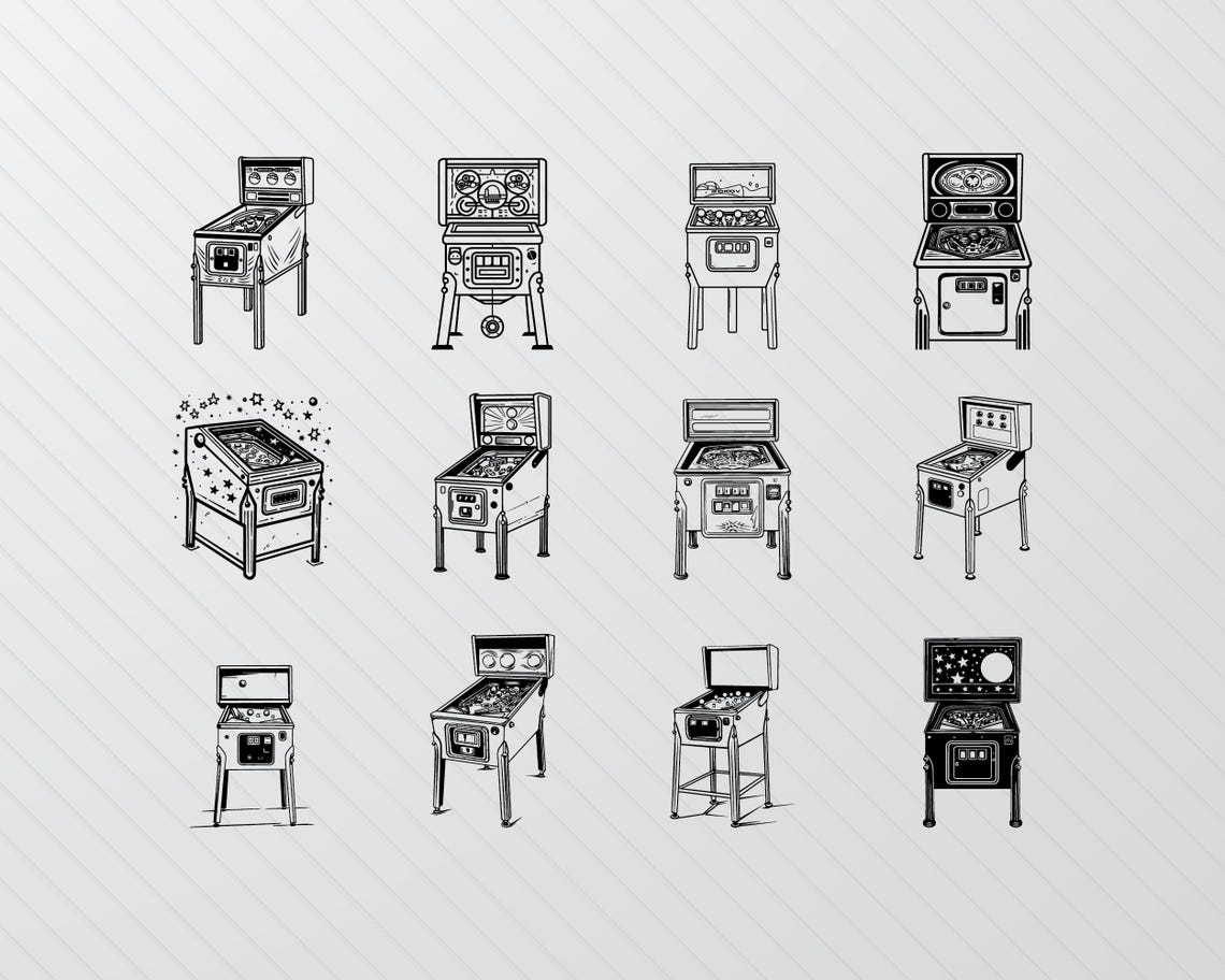 Pinball Machine Svg Bundle, Pinball Machine Silhouette, Pinball Machine ...