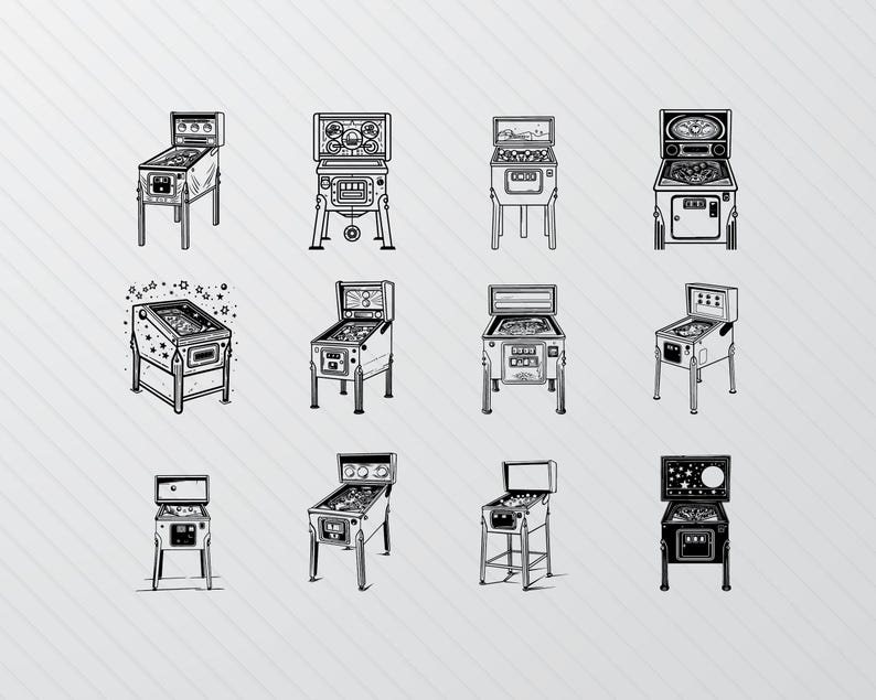 Pinball Machine Svg Bundle, Pinball Machine Silhouette, Pinball Machine ...