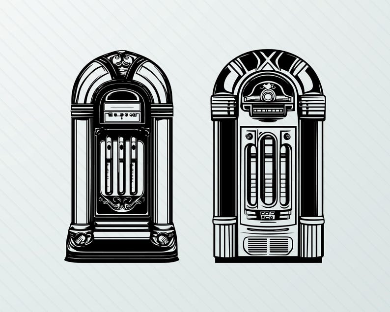 Retro Jukebox SVG PNG Bundle: Line Art Clipart (300 DPI) - Etsy