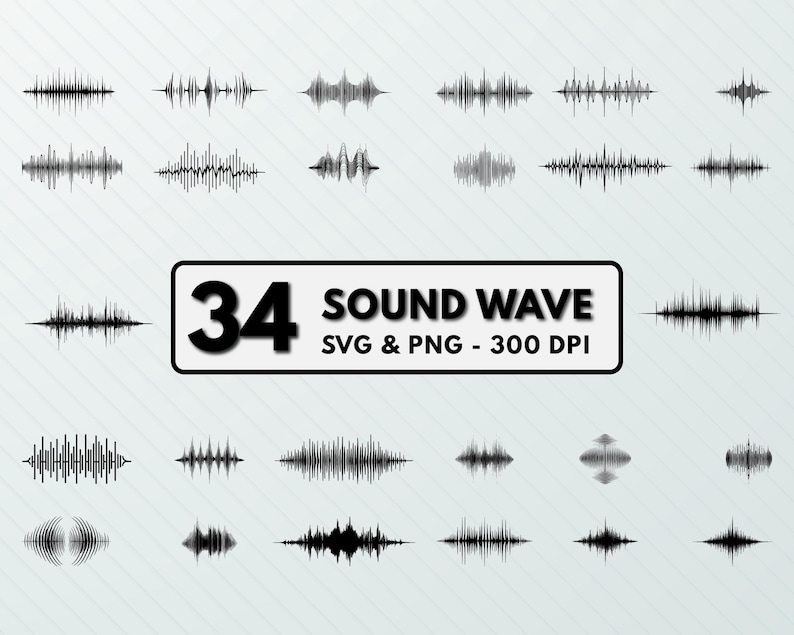 Sound Wave Clipart: SVG, PNG, Vector Cut Files - Etsy