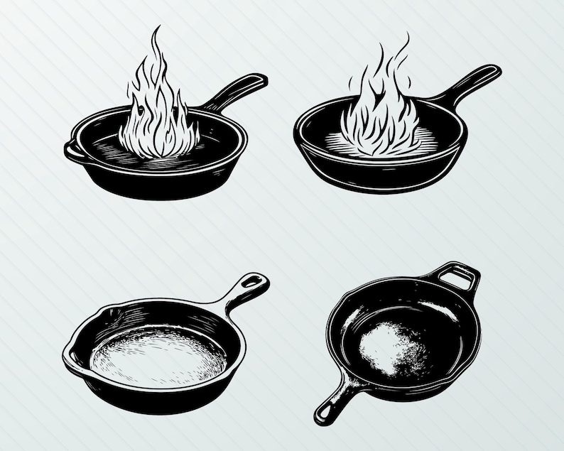 Cast Iron Skillet Clipart: SVG, PNG, Vector Cut Files - Etsy