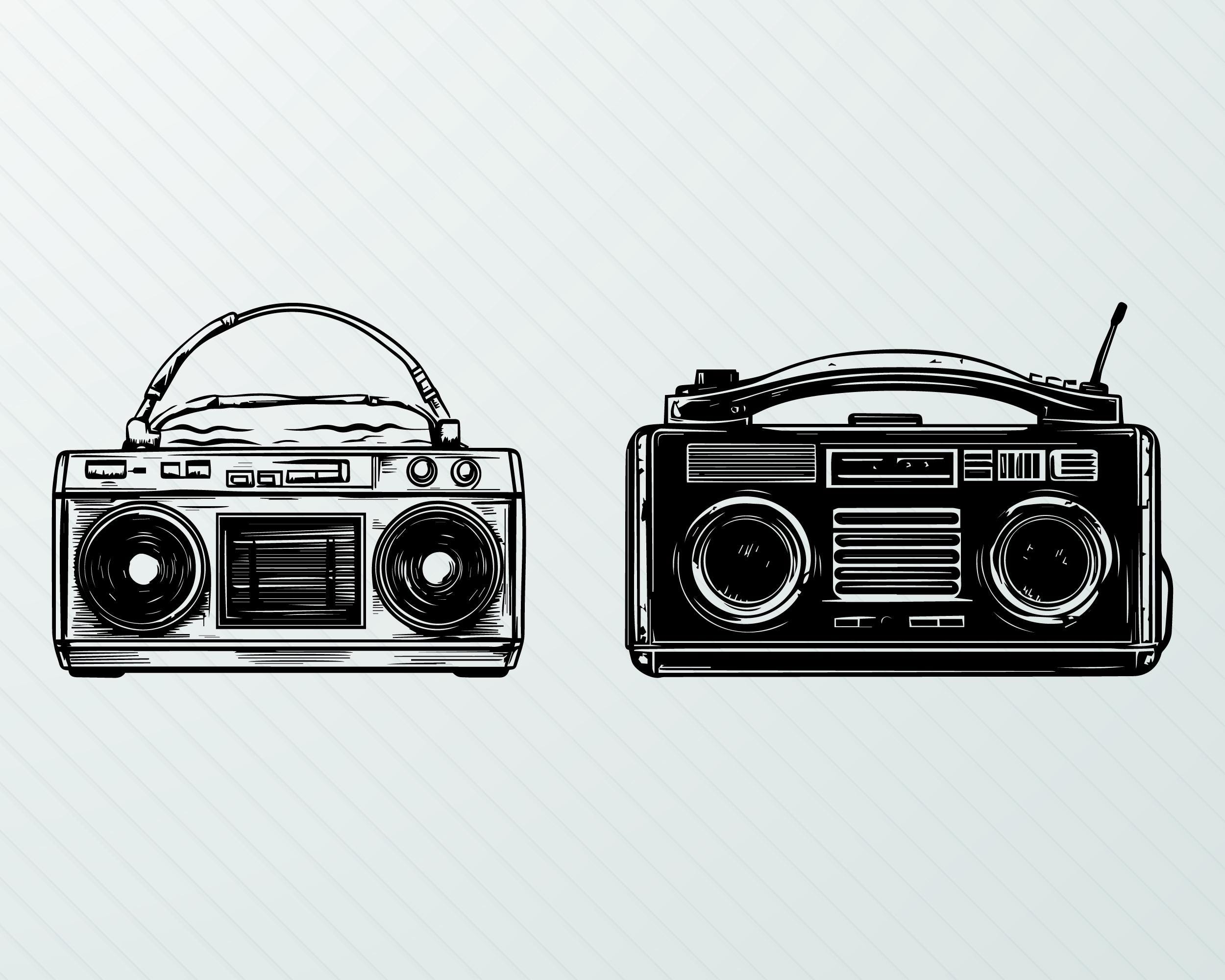 Vintage Boombox Clipart: SVG PNG Bundle, Cricut Cut File - Etsy