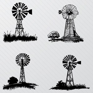 Farm Windmill SVG Bundle: Rustic Silhouette Clipart (PNG, Vector) - Etsy