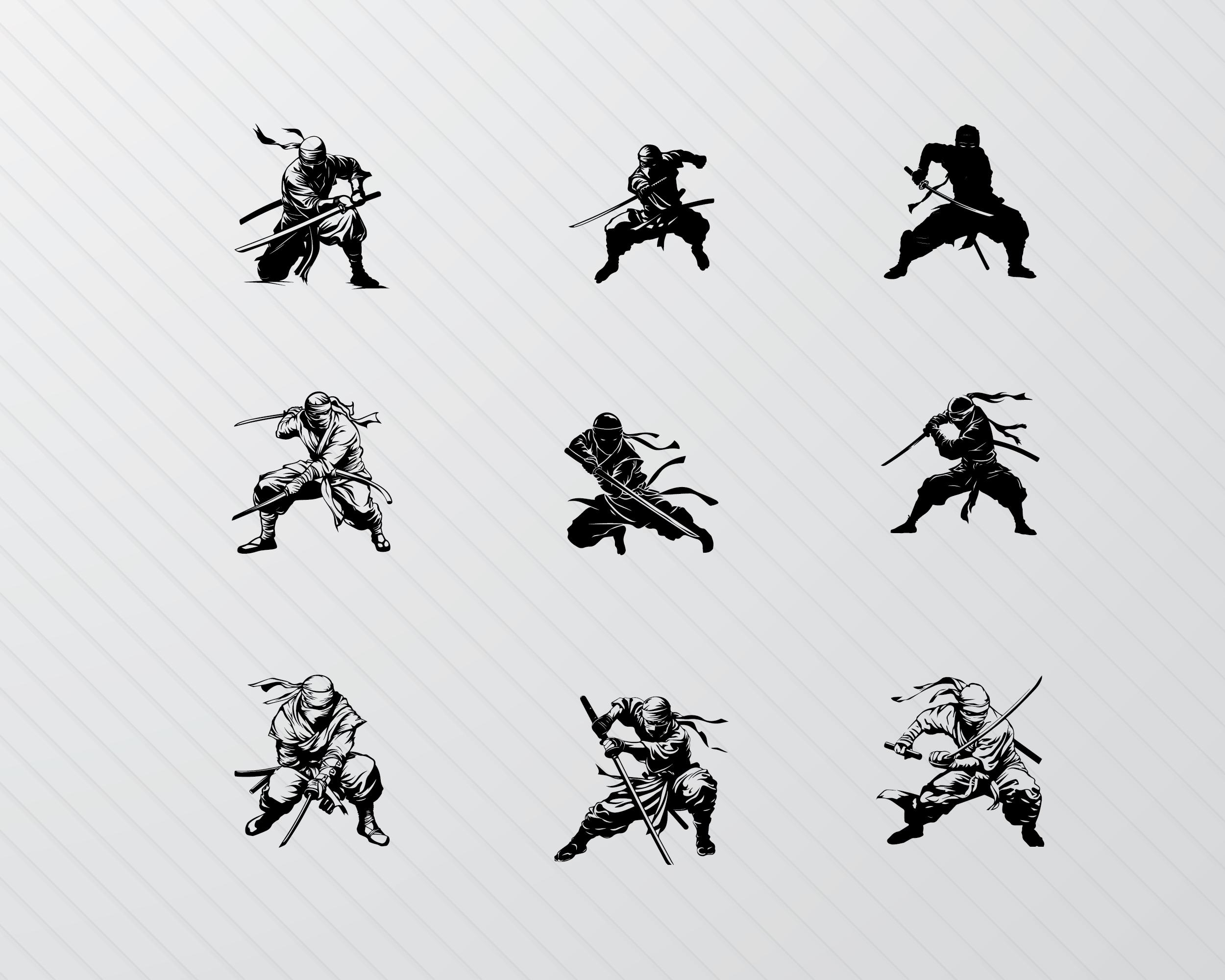 Ninja Silhouette Svg, Ninja Svg Bundle Cut File, Ninja Clipart, Ninja ...