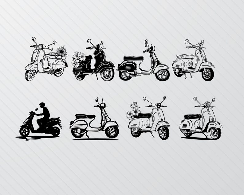 Scooter Silhouette, Scooter Svg Bundle Set, Scooter Clip Art Png, Mountain Bike Outline Svg ...
