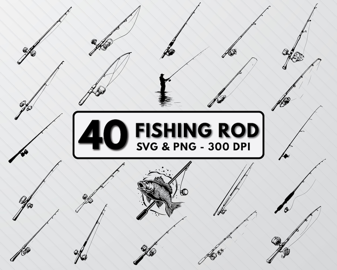 Fishing Rod SVG Clipart: Vector Cut Files, Cricut Designs (PNG) - Etsy