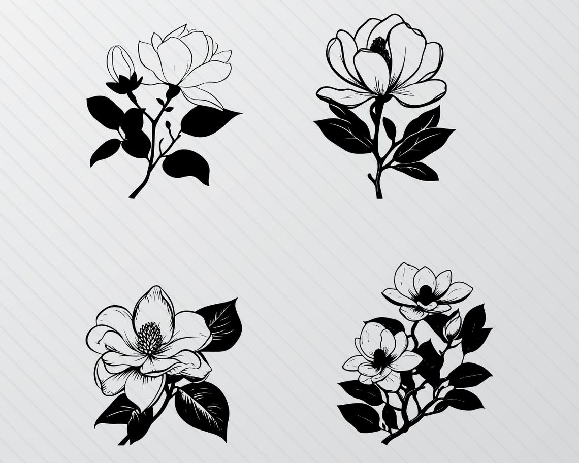 Magnolia Svg Bundle, Magnolia Silhouette Art, Magnolia Png Decal ...